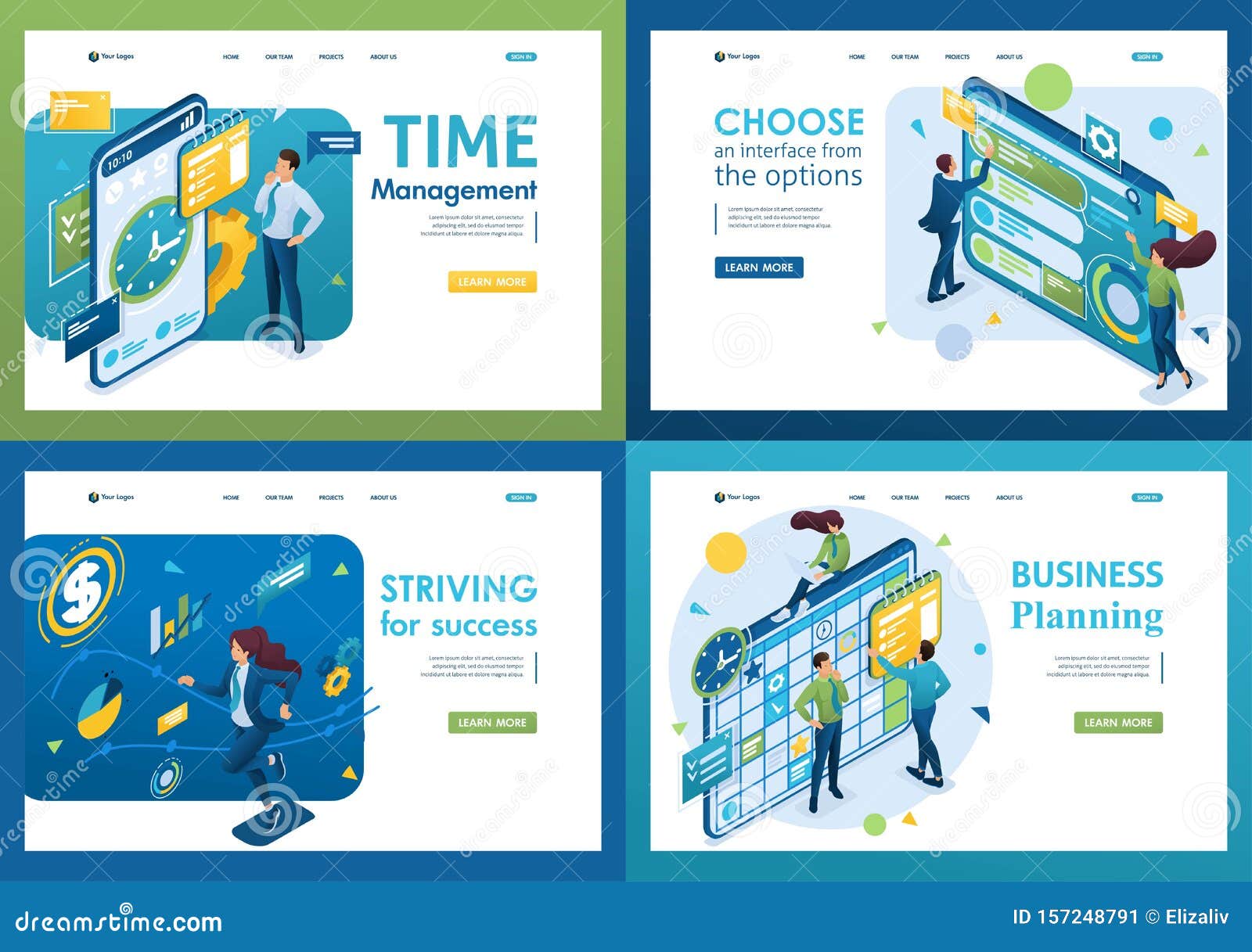 Set of Isometric Concepts Time Management, Success, Business Planning ... Set of Isometric Concepts Time Management, Success, Business Planning ...