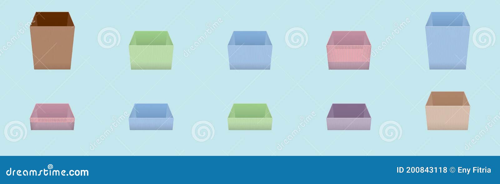 Set of Isometric Crates Cartoon Icon Design Template with Various ...