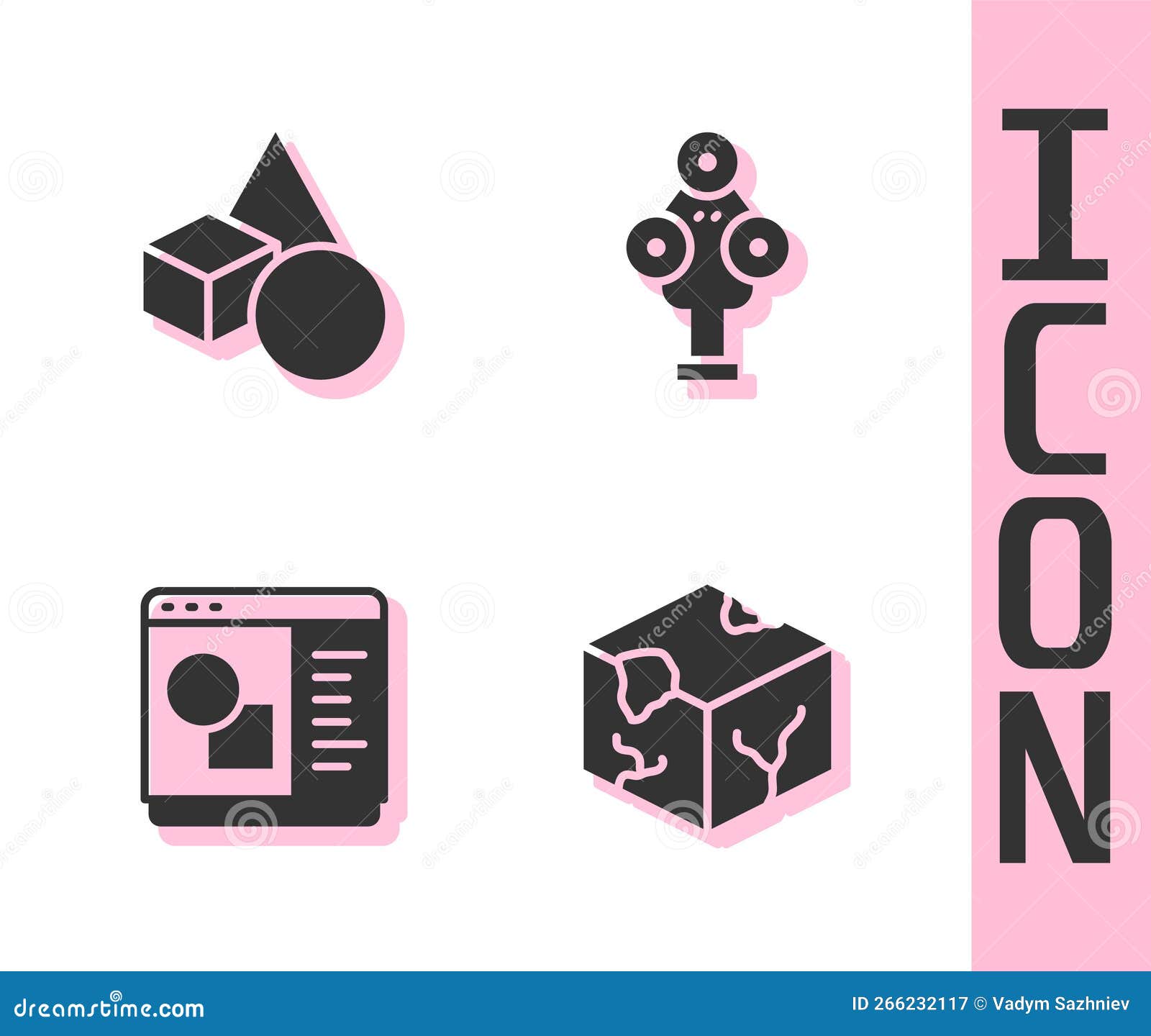 Set Isometric Cube, Basic Geometric Shapes, 3D Printer Software and ...