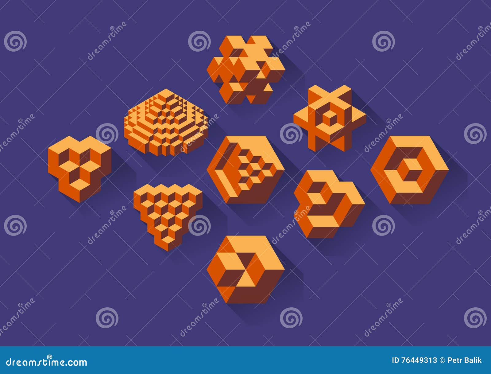 Set of Isometric Cubical Objects Stock Vector - Illustration of ...