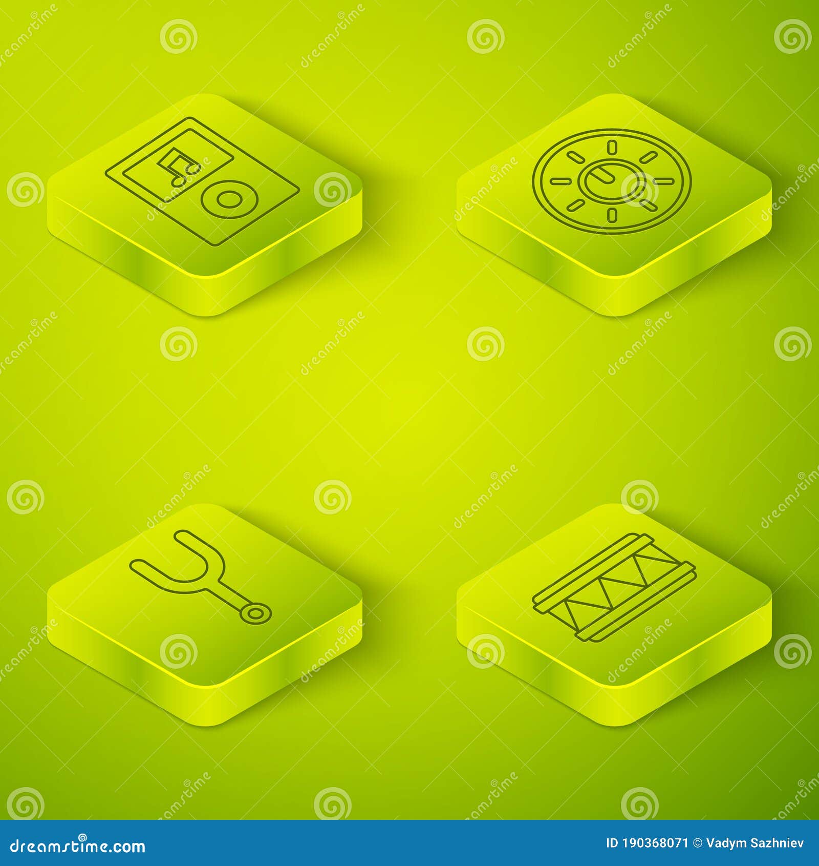 Set Isometric Dial Knob Level Technology Settings, Musical Tuning Fork ... Set Isometric Dial Knob Level Technology Settings, Musical Tuning Fork ...