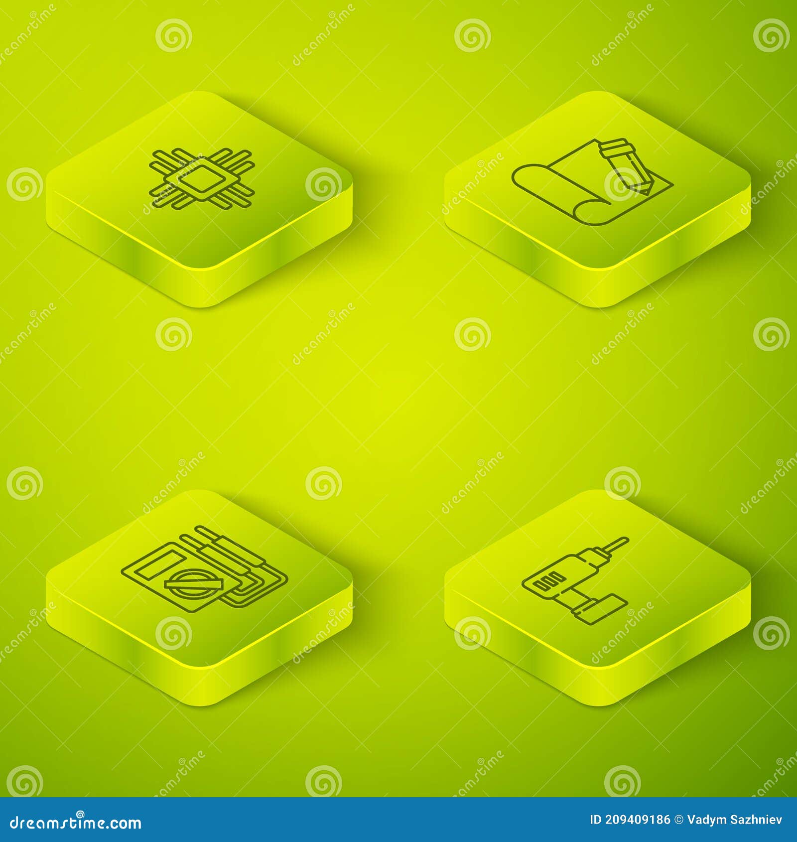 Set Isometric Graphing Paper and Pencil, Multimeter, Electric Drill ...