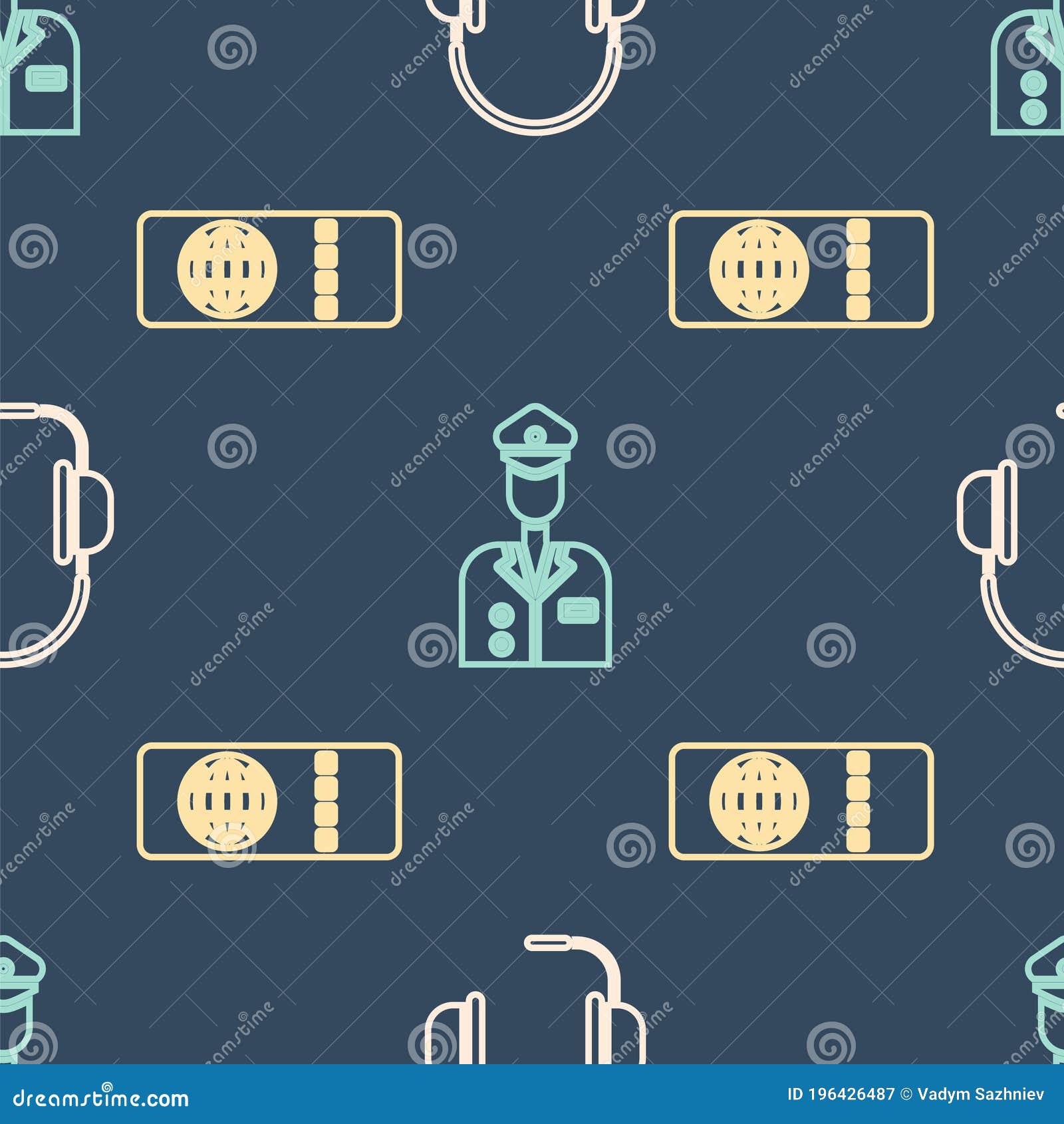 Set Isometric Headphones with Microphone, Airline Ticket and Pilot Icon ...