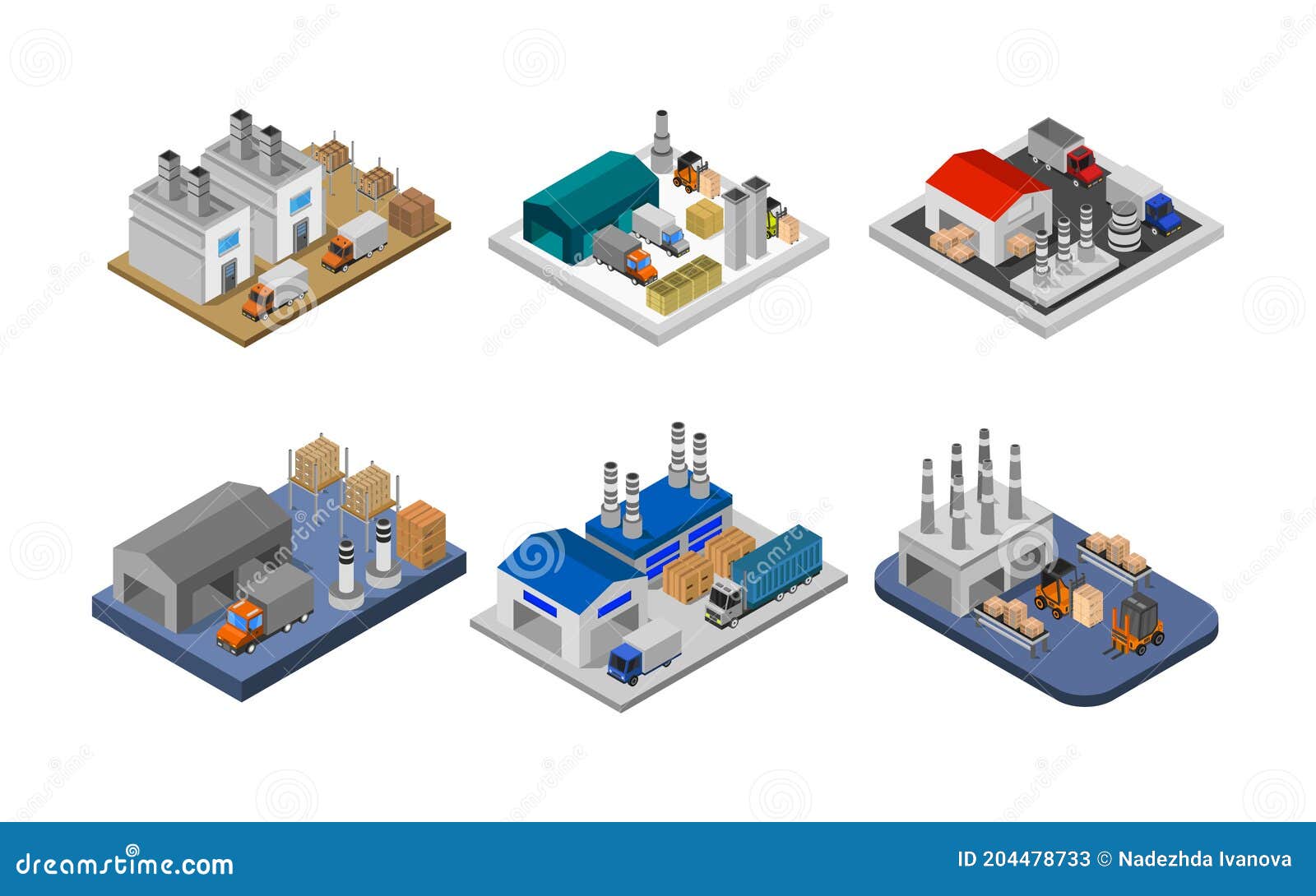 Set of Isometric Industries Vector Graphic Illustration. Stock ...