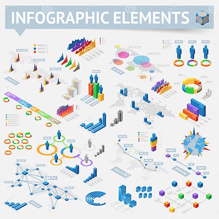 Set of Isometric Infographics Design Elements Stock Vector ...