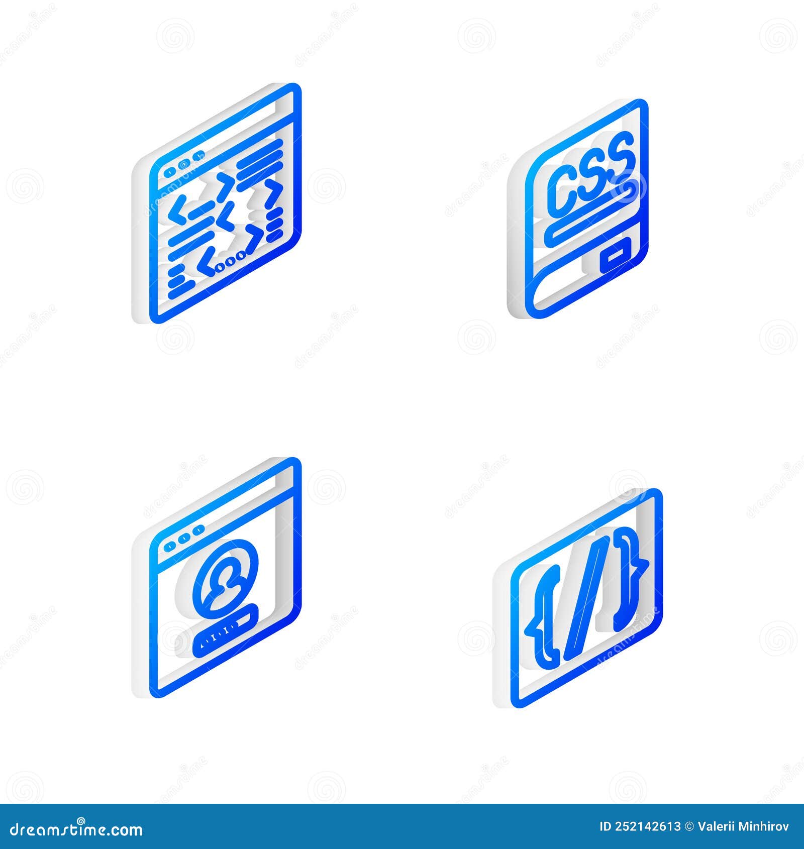Set Isometric Line Books About Programming Software Create Account Screen And Programming