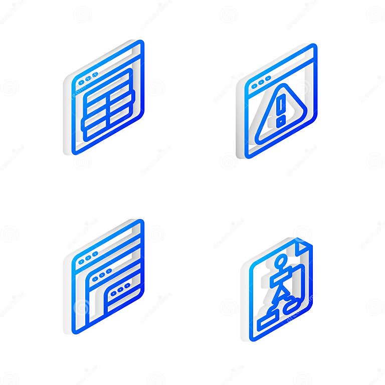 Set Isometric Line Browser with Exclamation Mark, MySQL Code, Software ...