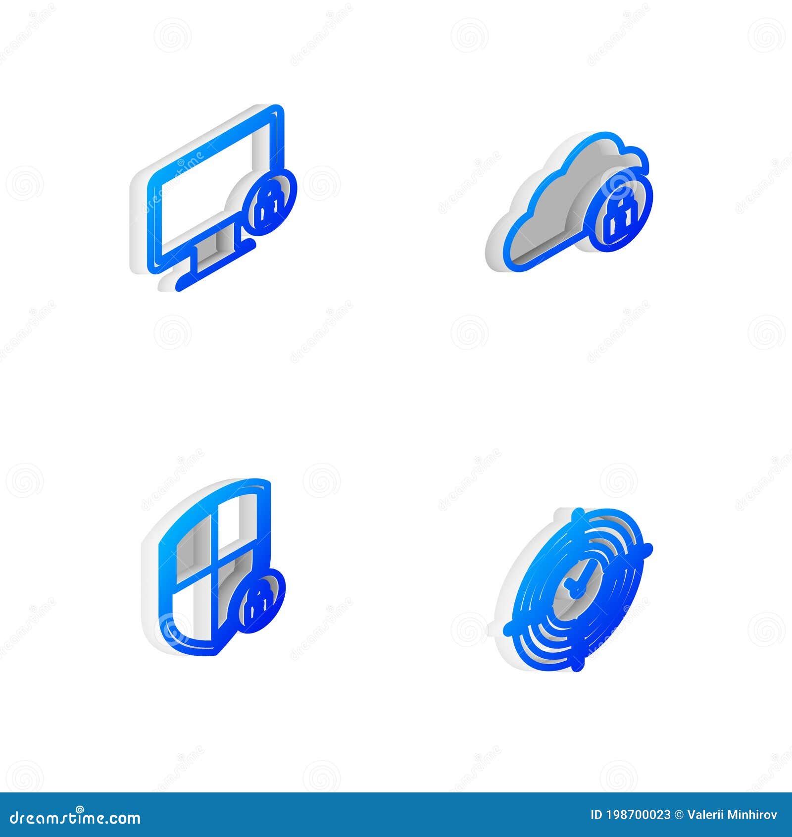 Set Isometric Line Cloud Computing Lock, Lock on Monitor, Shield ... Set Isometric Line Cloud Computing Lock, Lock on Monitor, Shield ...