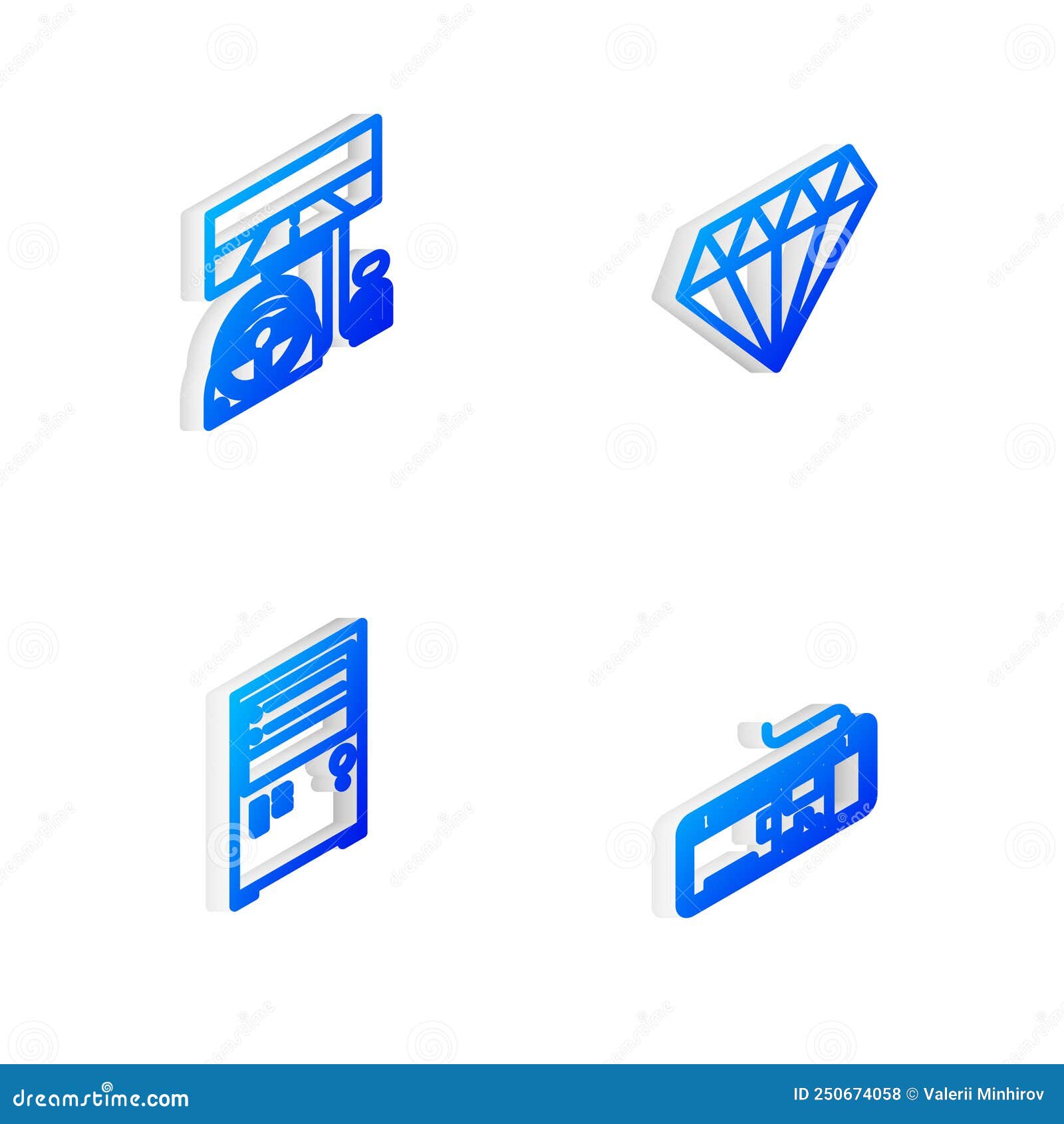 Set Isometric Line Diamond, Racing Simulator Cockpit, Computer and ...