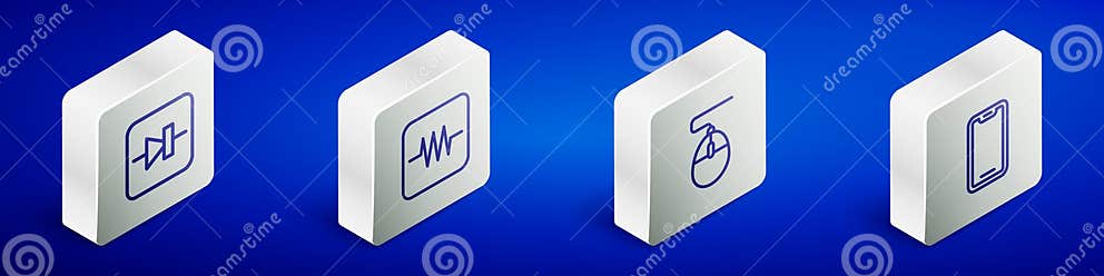 Set Isometric Line Diode in Electronic Circuit, Resistor, Computer ...