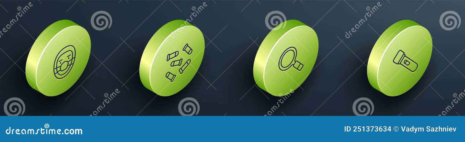 Set Isometric Line Doctor Pathologist, Bullet, Magnifying Glass with ...