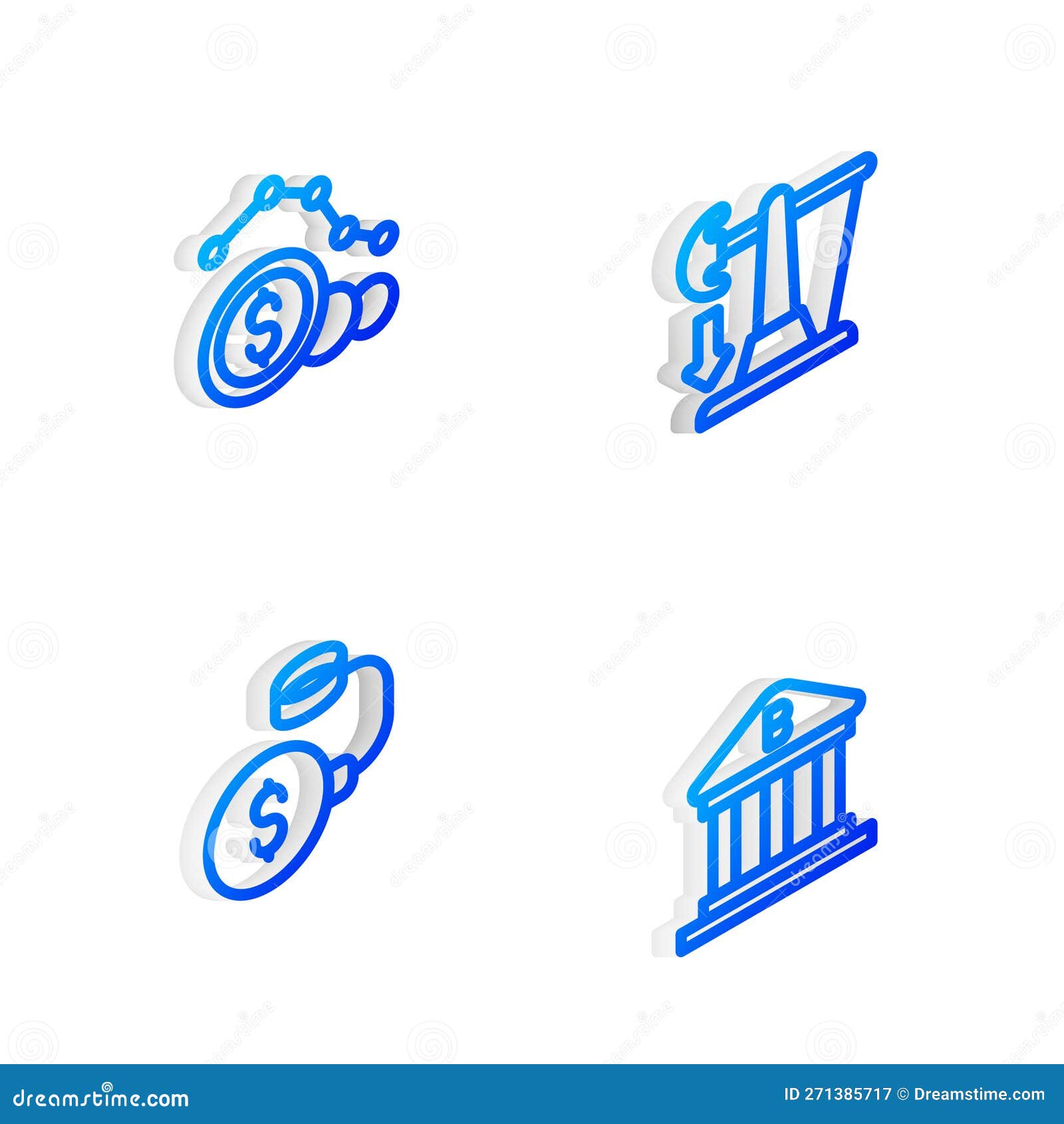 Set Isometric Line Drop in Crude Oil Price, Dollar Rate Decrease, Debt Ball Chained To Coin and ...