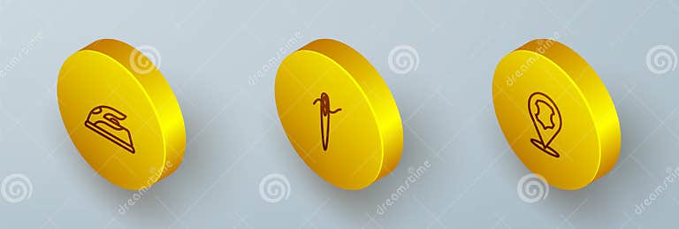 Set Isometric Line Electric Iron, Needle for Sewing with Thread and ...