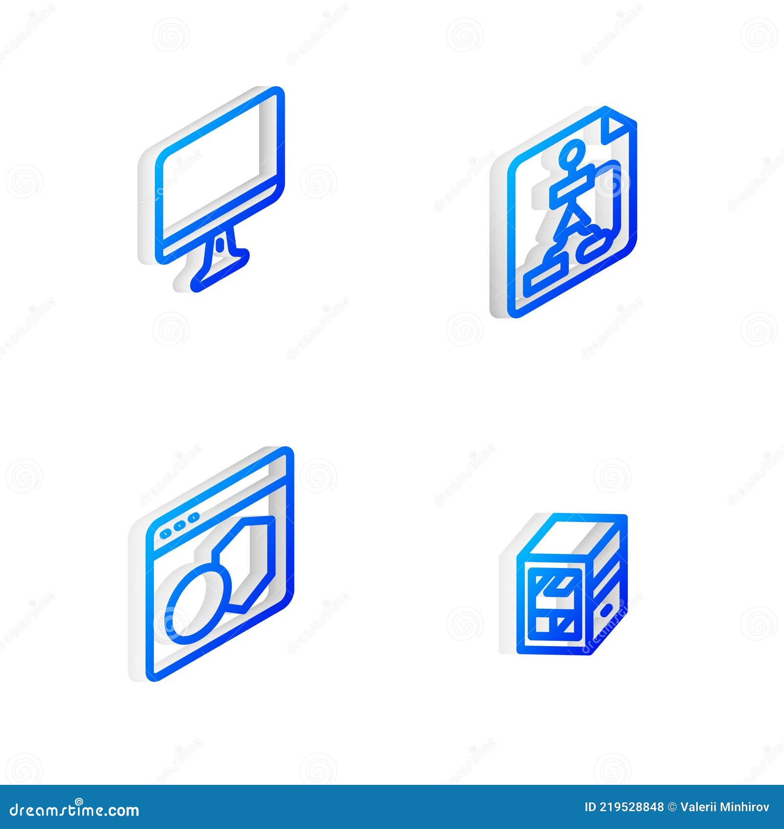 Set Isometric Line Flowchart, Computer Monitor Screen, Software and ... Set Isometric Line Flowchart, Computer Monitor Screen, Software and ...