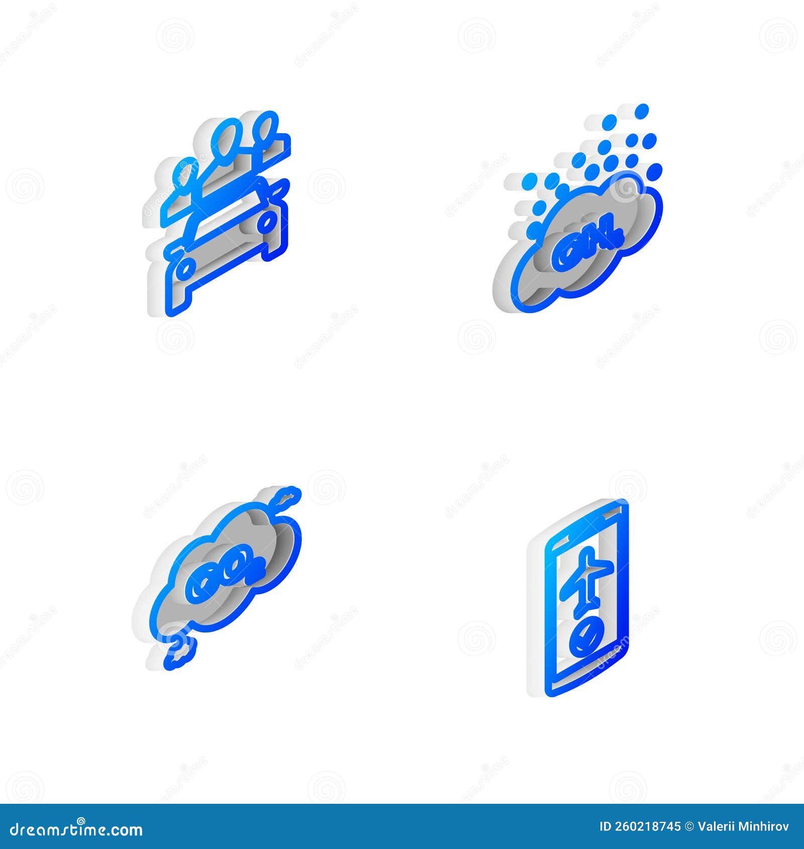 Set Isometric Line Methane Emissions Reduction, Car Sharing, CO2 Cloud ...