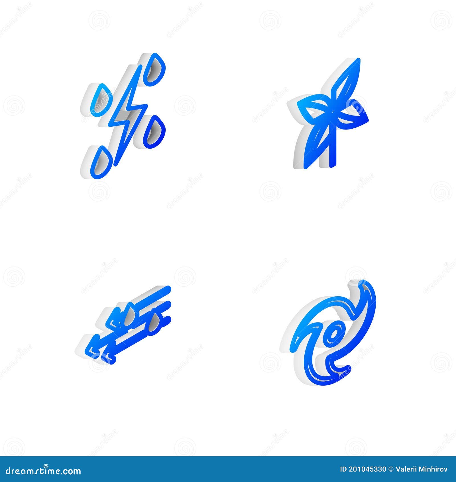 Set Isometric Line Pinwheel, Storm, Wind and Rain and Tornado Icon ...