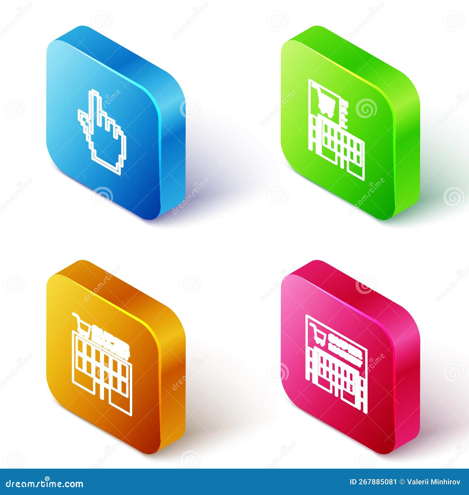 Set Isometric Line Pixel Hand Cursor, Mall Supermarket Building ... Set Isometric Line Pixel Hand Cursor, Mall Supermarket Building ...