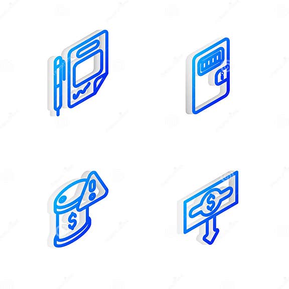 Set Isometric Line Prison Cell Door, Contract Money and Pen, Drop in ...