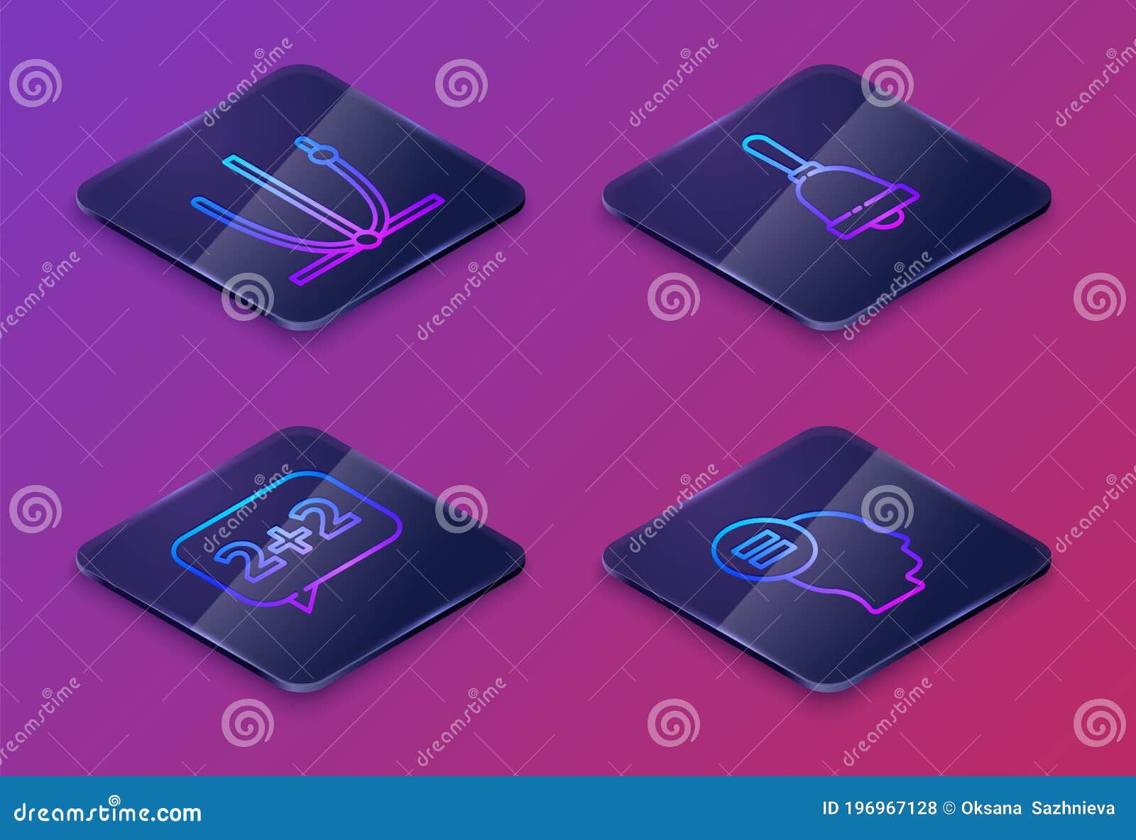 Set Isometric Line Ringing Bell, Graph, Schedule, Chart, Diagram, Test ...