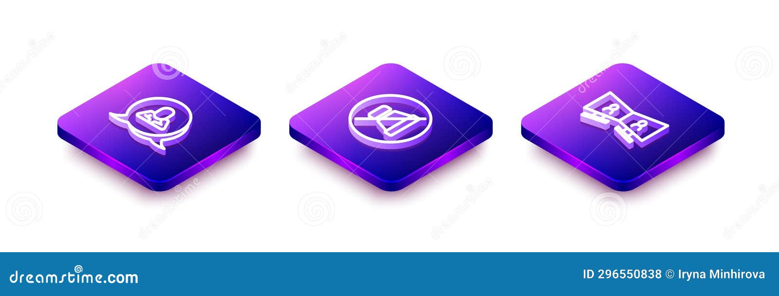 Set Isometric Line Speech Bubble Chat, Mute Microphone and Video ...