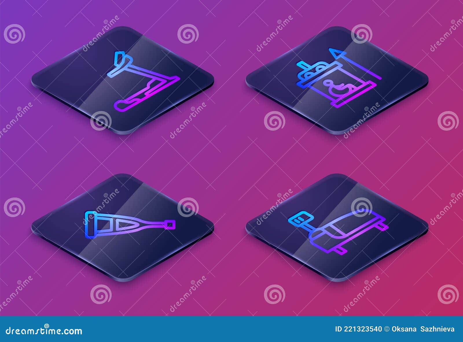 Set Isometric Line Treadmill Machine, Crutch or Crutches, Elevator for ...