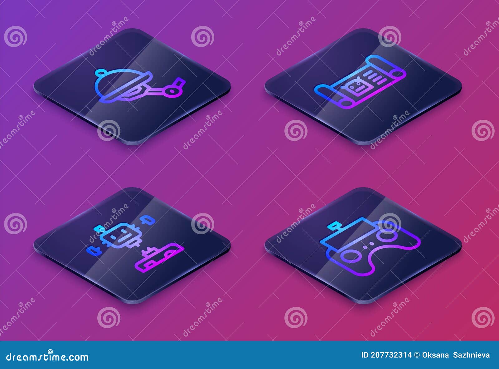 Set Isometric Line Waiter Robot, Disassembled, Robot Blueprint and ... Set Isometric Line Waiter Robot, Disassembled, Robot Blueprint and ...