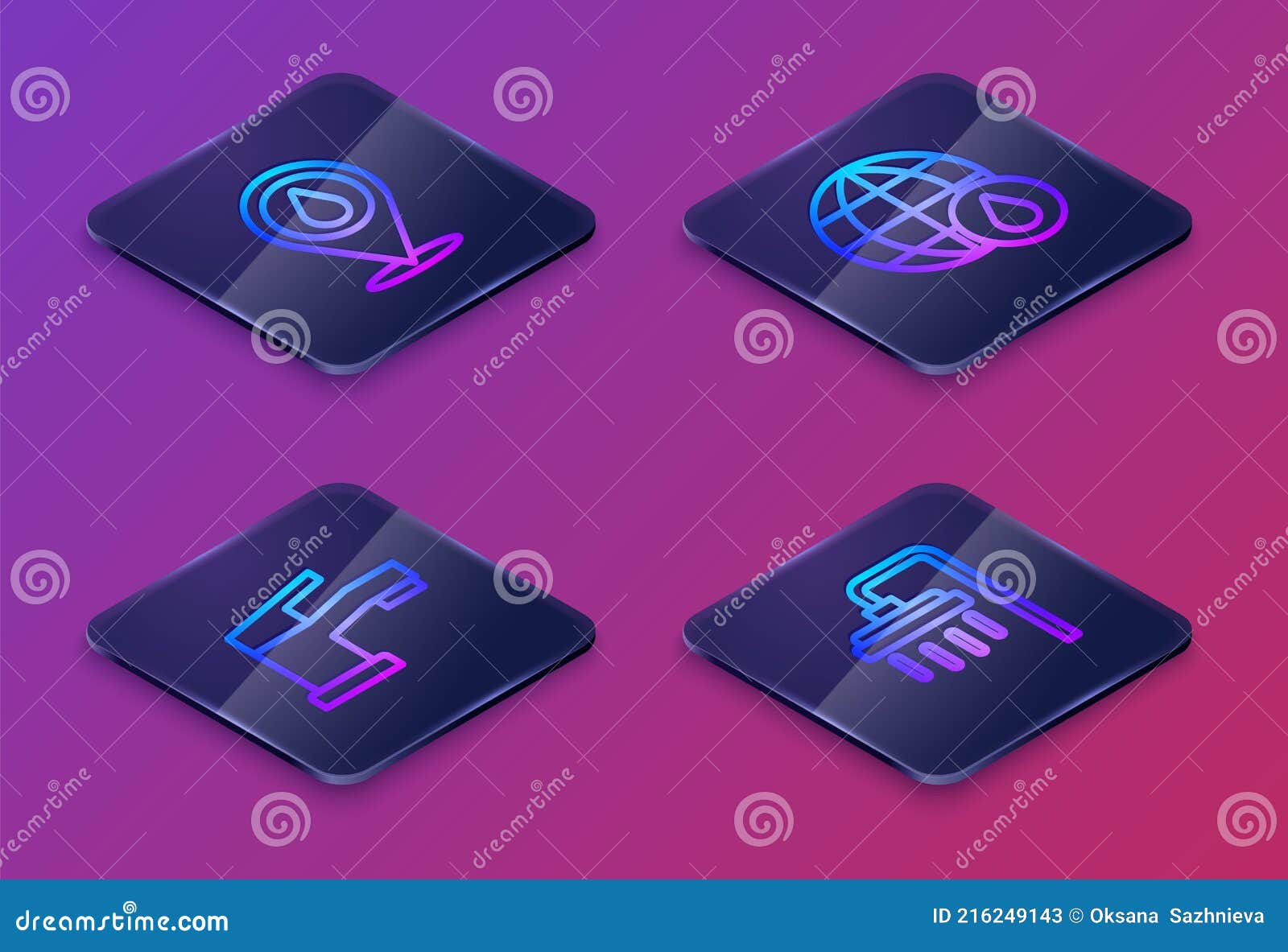 Set Isometric Line Water Drop with Location, Tap, Earth Planet in Water ...