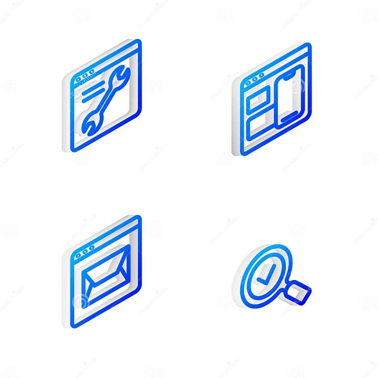 Set Isometric Line Web Developer Programming Code, Browser Setting ... Set Isometric Line Web Developer Programming Code, Browser Setting ...