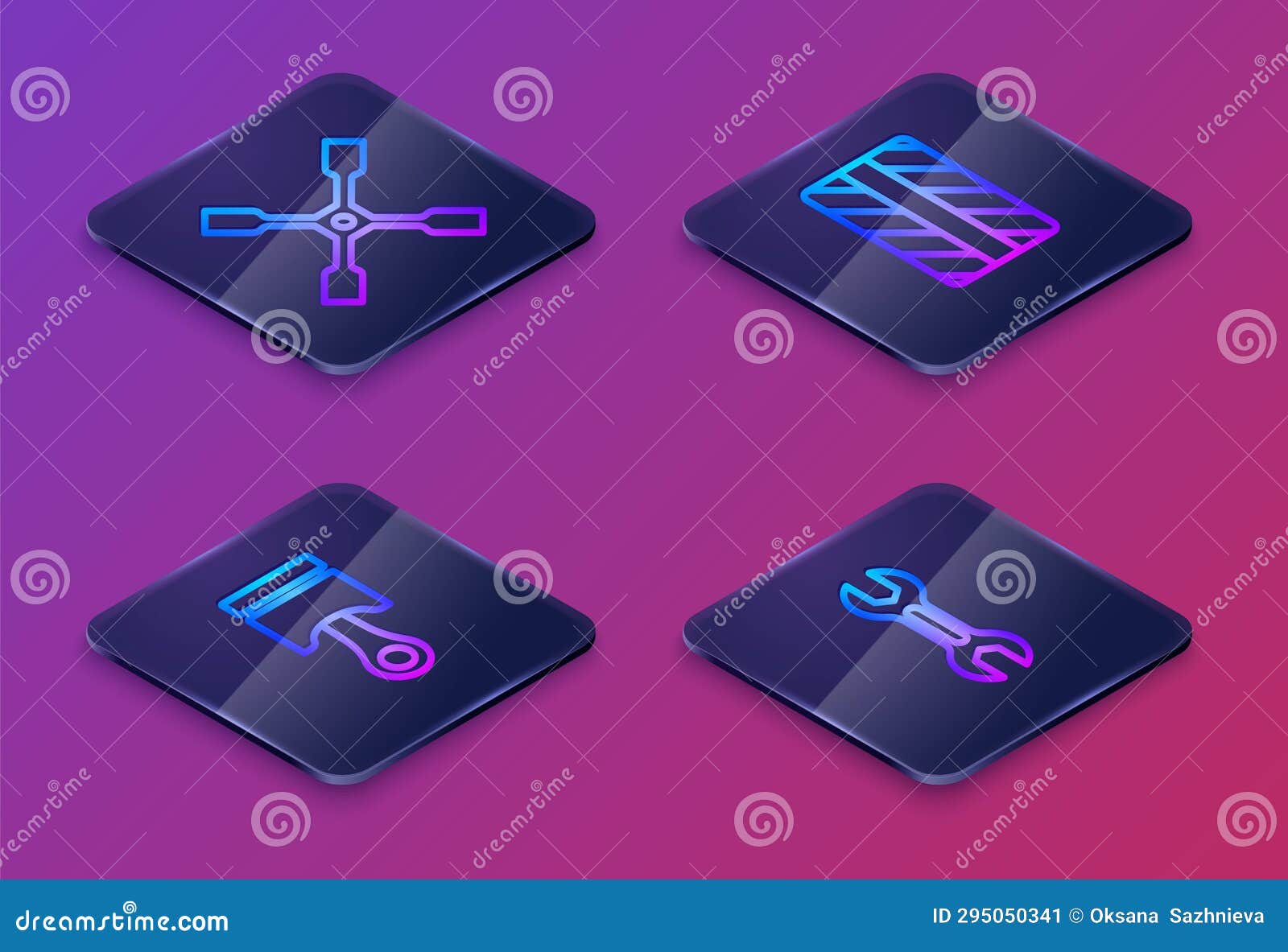Piston And Spanner. Vector Illustration Decorative Design ...