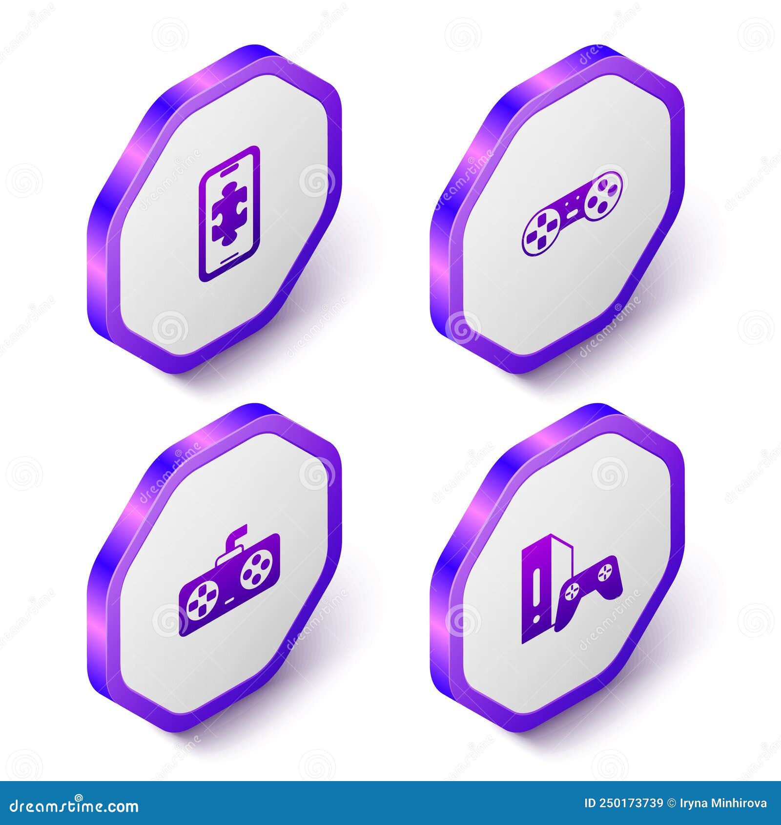 Set Isometric Mobile Gaming, Game Controller or Joystick, and Console ...