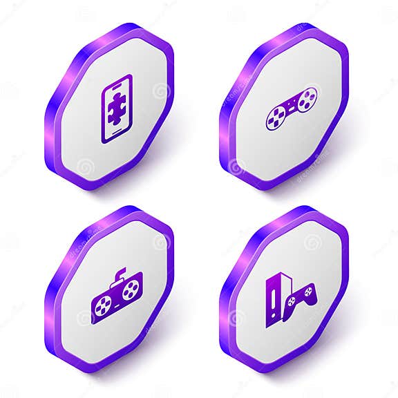 Set Isometric Mobile Gaming, Game Controller or Joystick, and Console ...