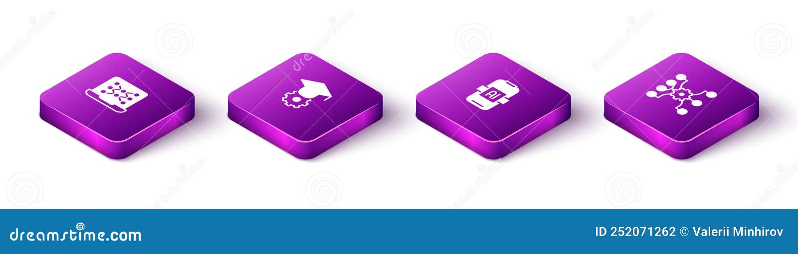 Set Isometric Neural Network, Graduation Cap, Artificial Intelligence ... Set Isometric Neural Network, Graduation Cap, Artificial Intelligence ...