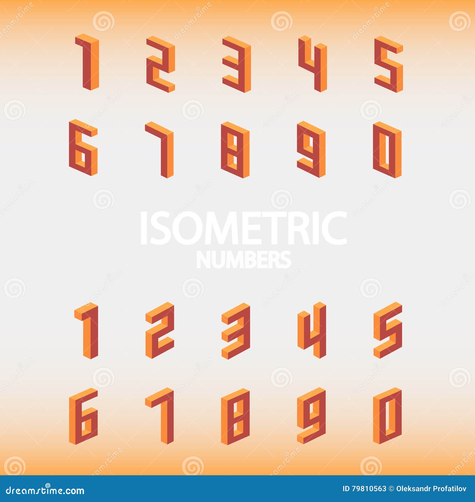 Set of Isometric Numbers Orange. Stock Vector - Illustration of eight ...