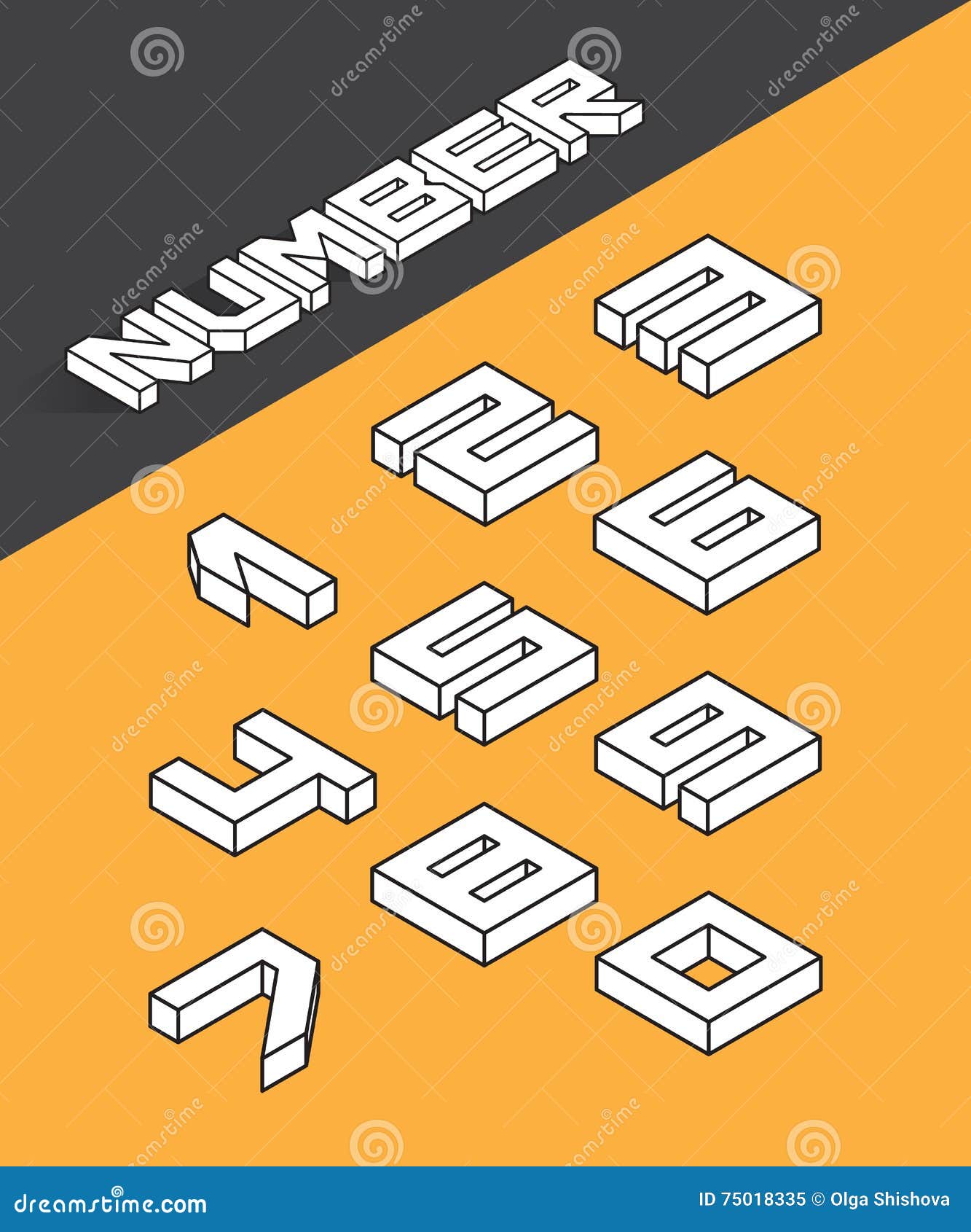 Set of the Isometric Numbers Stock Illustration - Illustration of nine ...