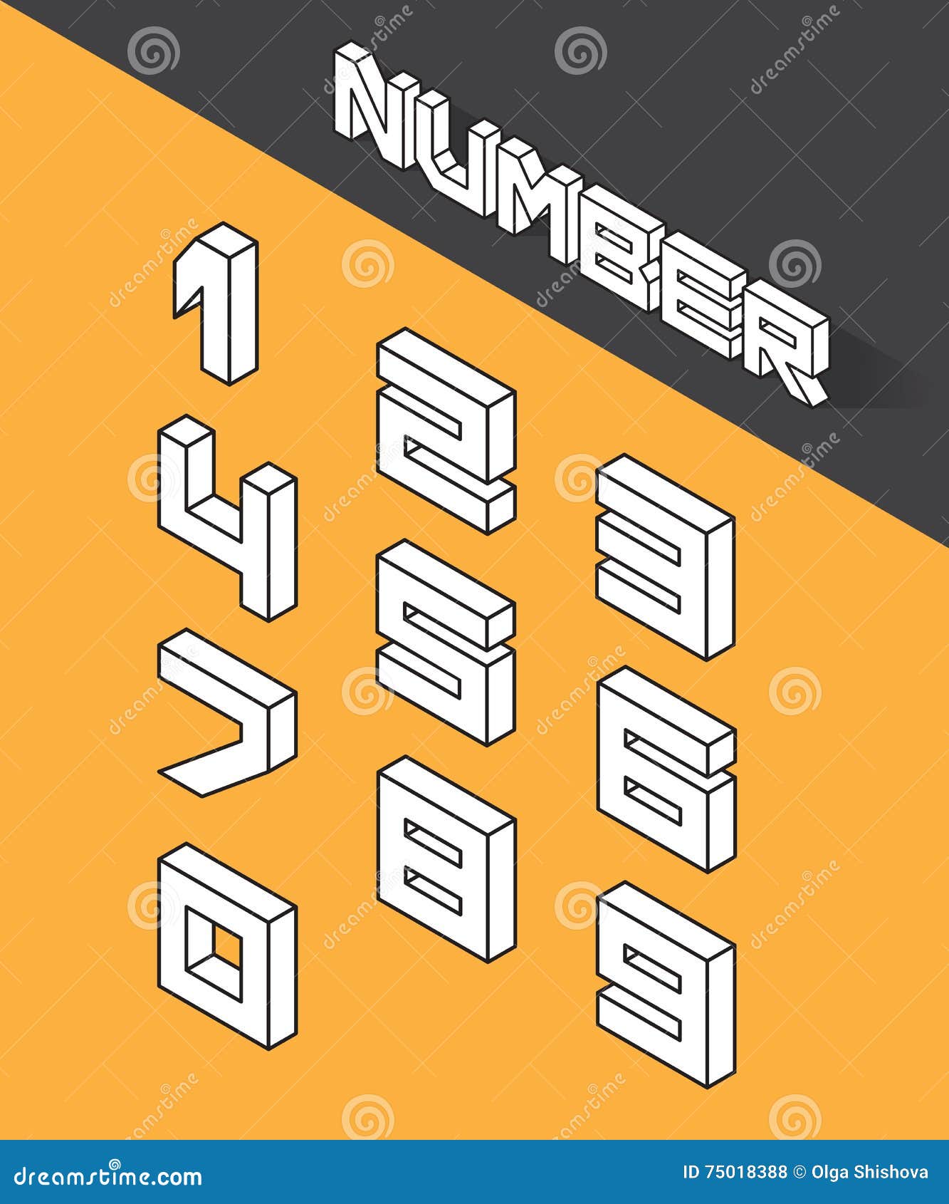 Set of the Isometric Numbers Stock Illustration - Illustration of ...