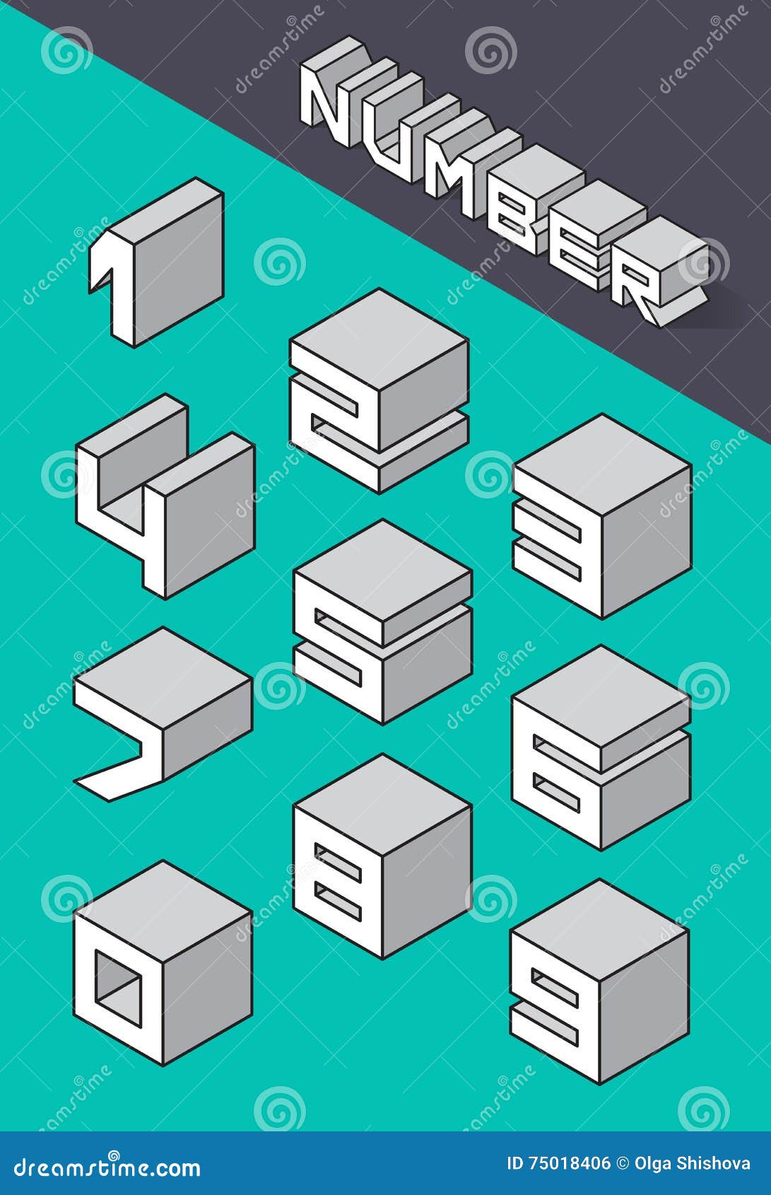 Set of the Isometric Numbers Stock Illustration - Illustration of ...