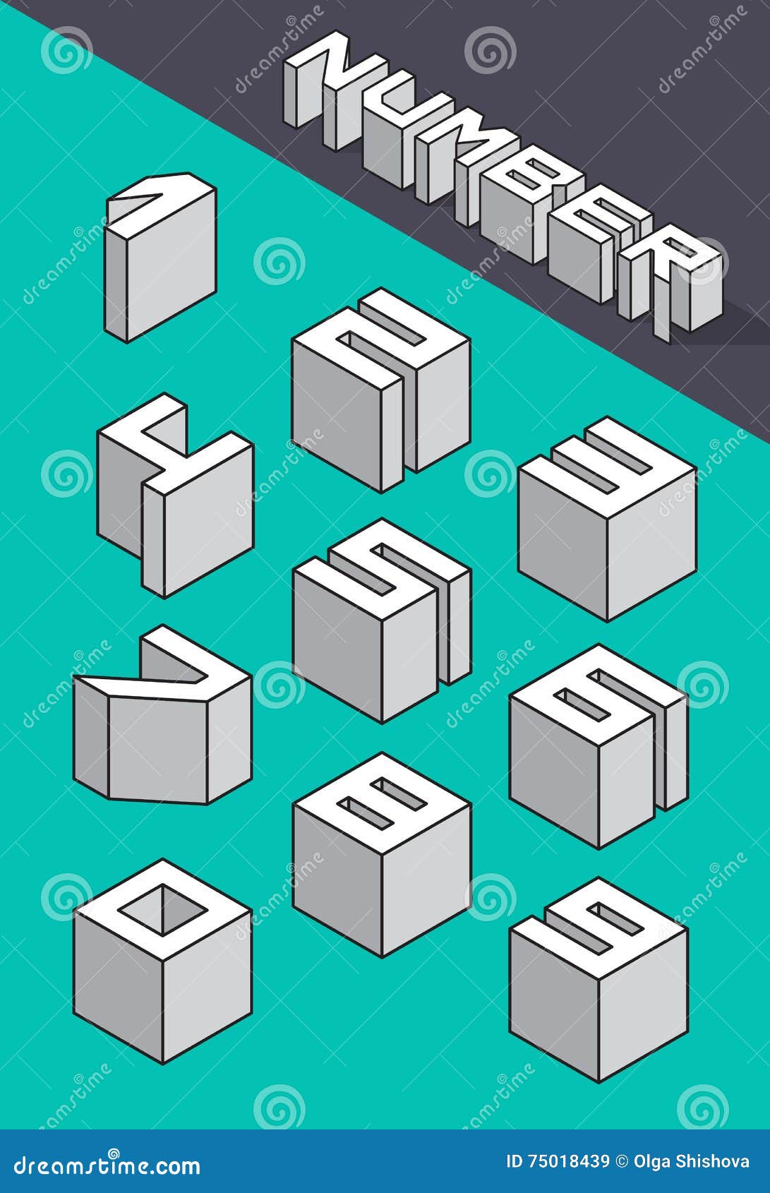 Set of the Isometric Numbers Stock Illustration - Illustration of line ...