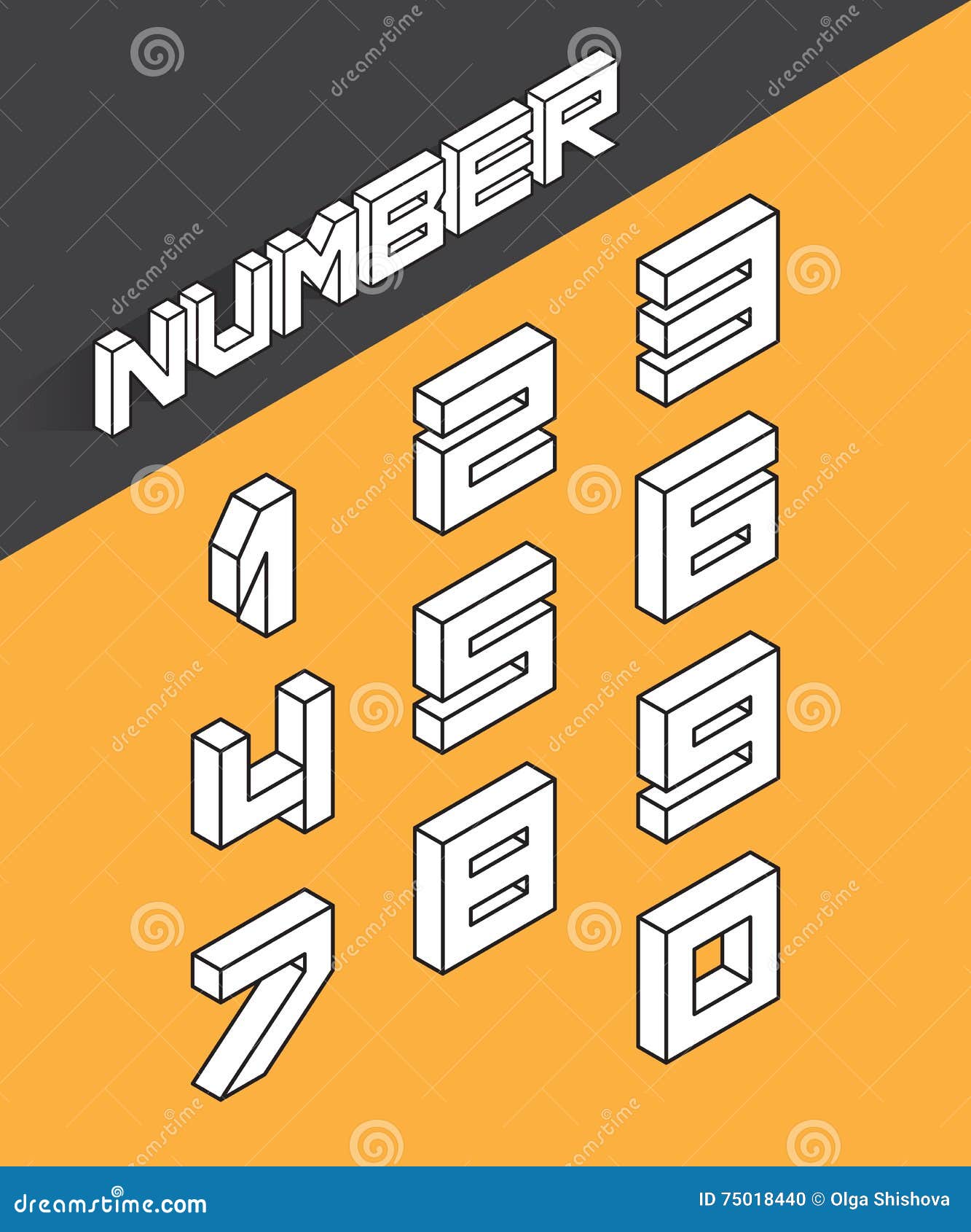 Set of the Isometric Numbers Stock Illustration - Illustration of five ...