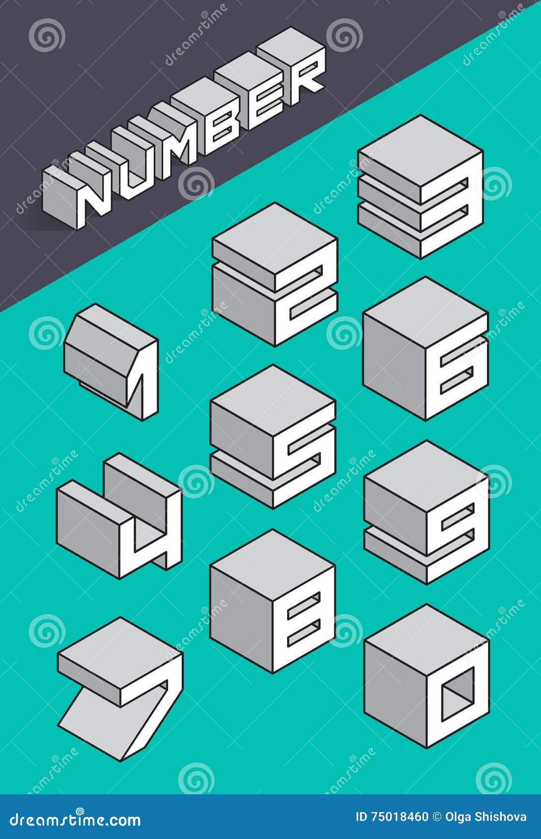 Set of the Isometric Numbers Stock Illustration - Illustration of ...
