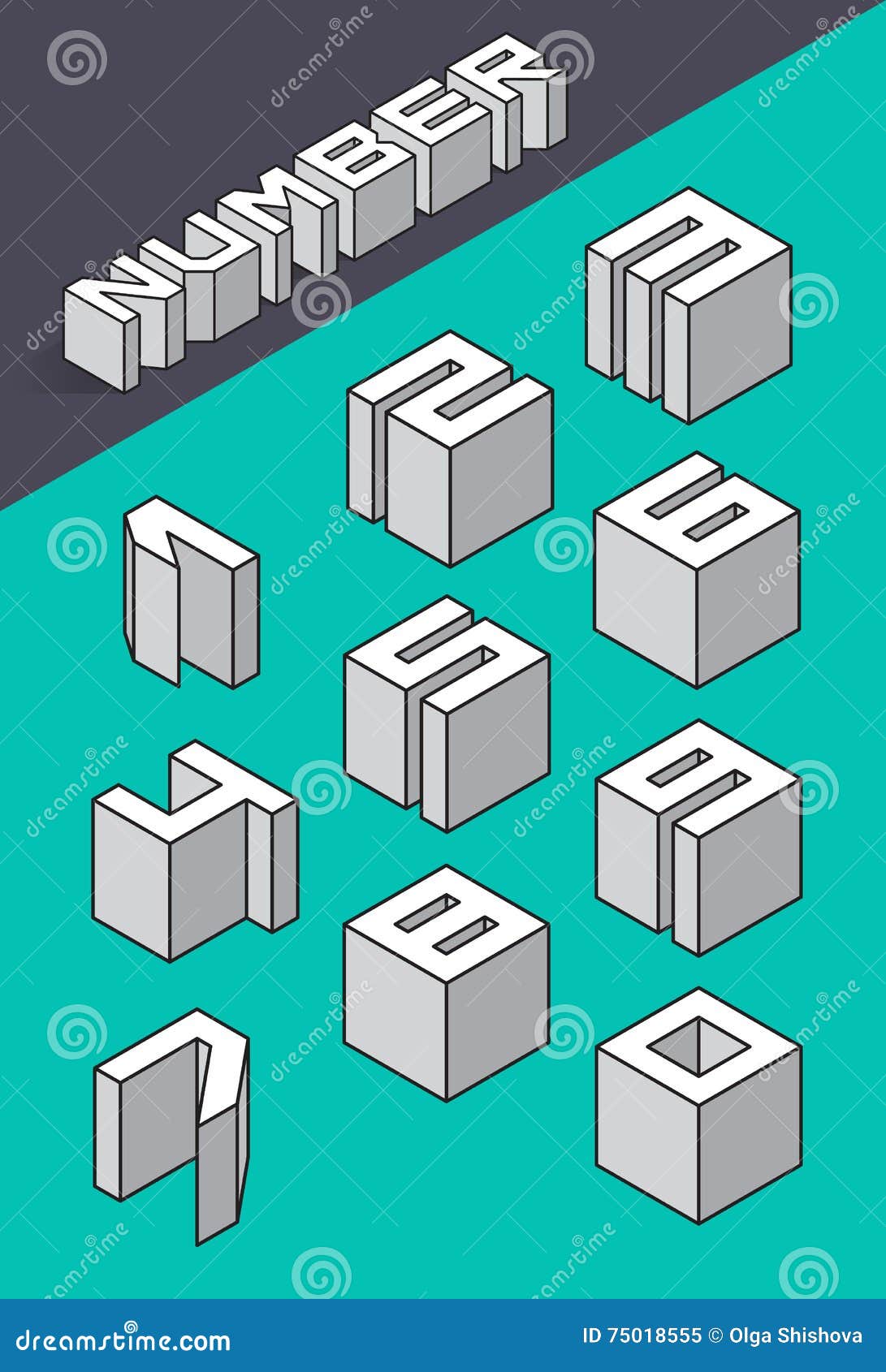 Set of the Isometric Numbers Stock Illustration - Illustration of icon ...
