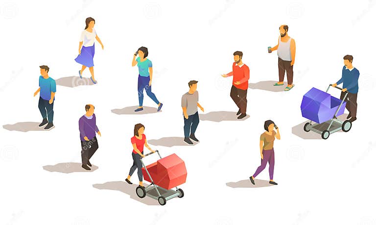 Set of isometric people stock vector. Illustration of people - 198214026