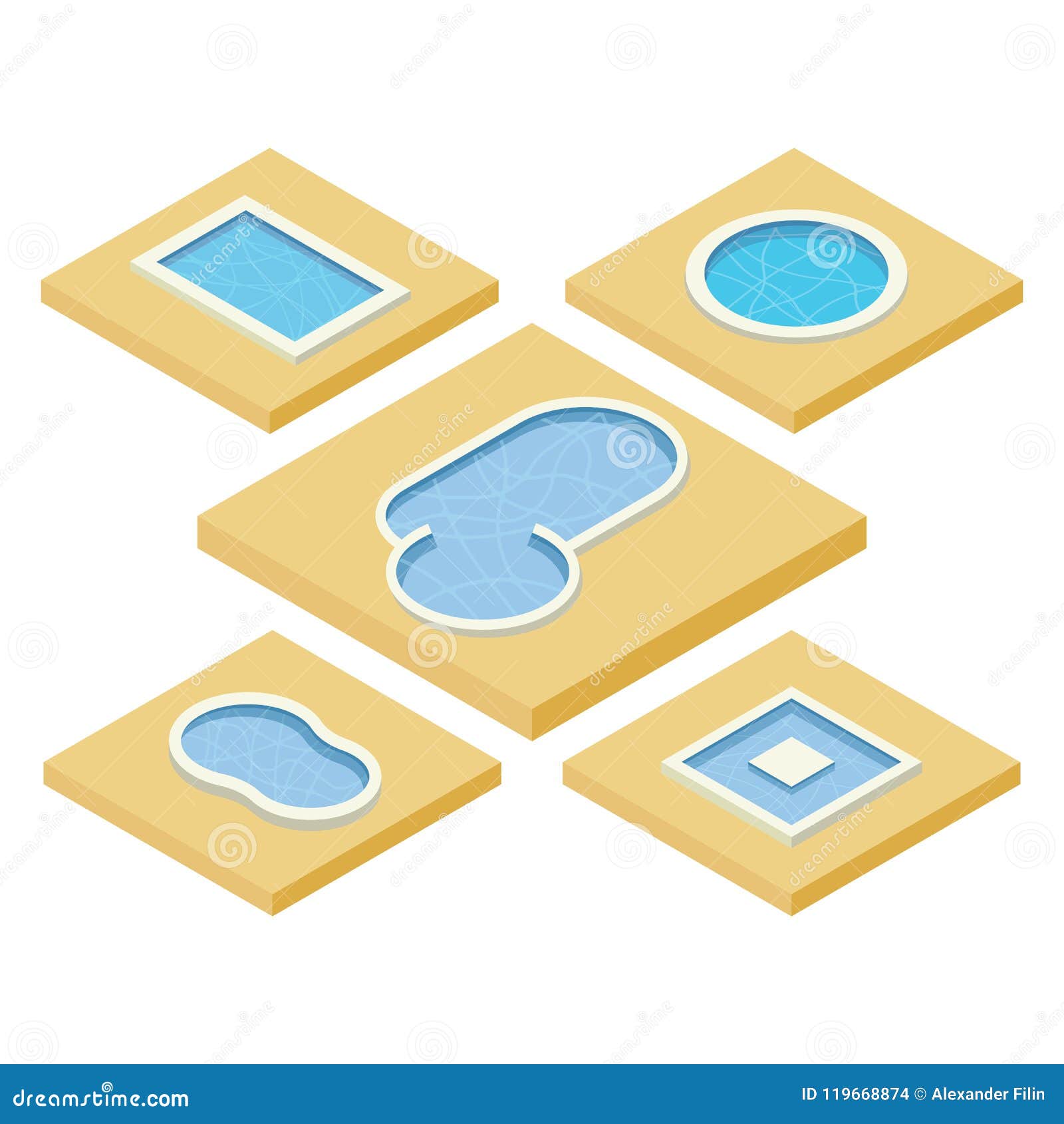 A Set of Isometric Pools. Vector Illustration Stock Vector ...