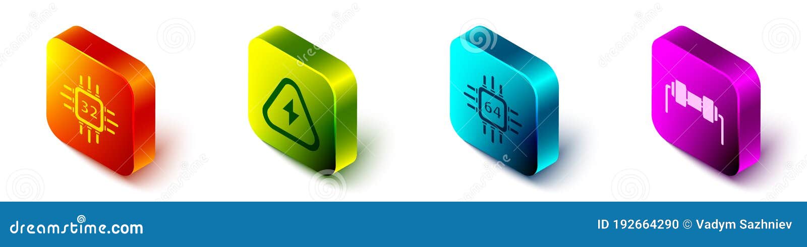 Set Isometric Processor with Microcircuits CPU, High Voltage, Processor with Microcircuits CPU ...