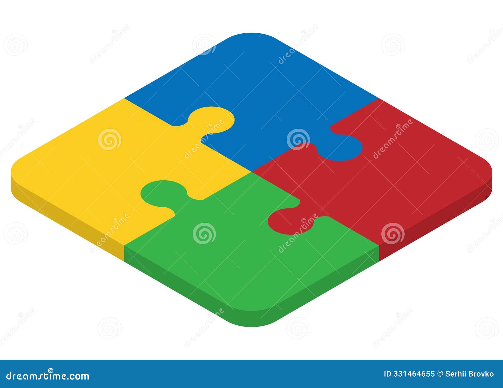 Set of Isometric Puzzle Pieces. Concept of Teamwork, Communication ...