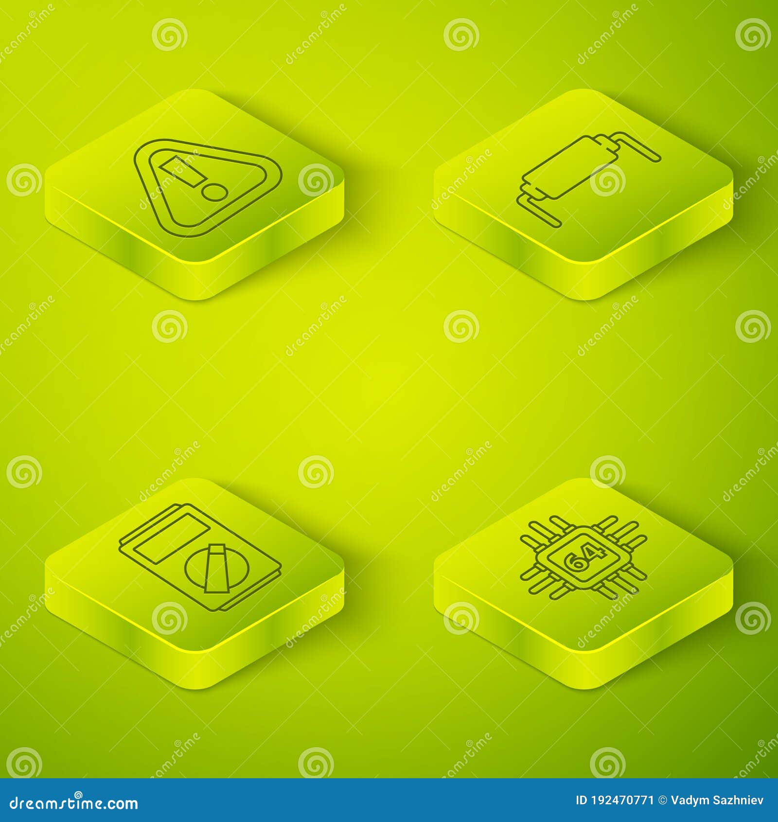 Set Isometric Resistor Electricity, Multimeter, Processor with ...