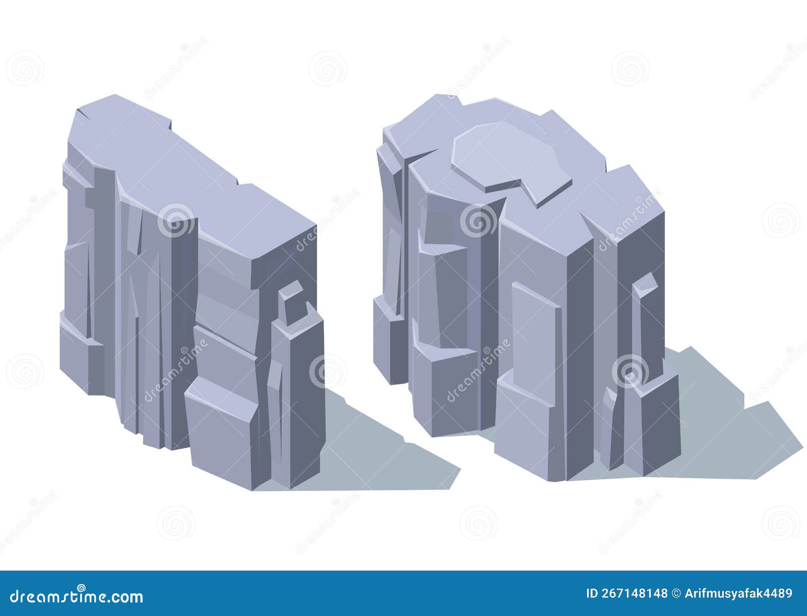 Isometric Rock Wall Composition Cartoon Vector | CartoonDealer.com ...