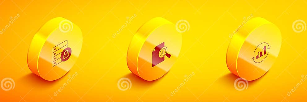 Set Isometric Server Security with Padlock, Document Graph Chart and ... Set Isometric Server Security with Padlock, Document Graph Chart and ...