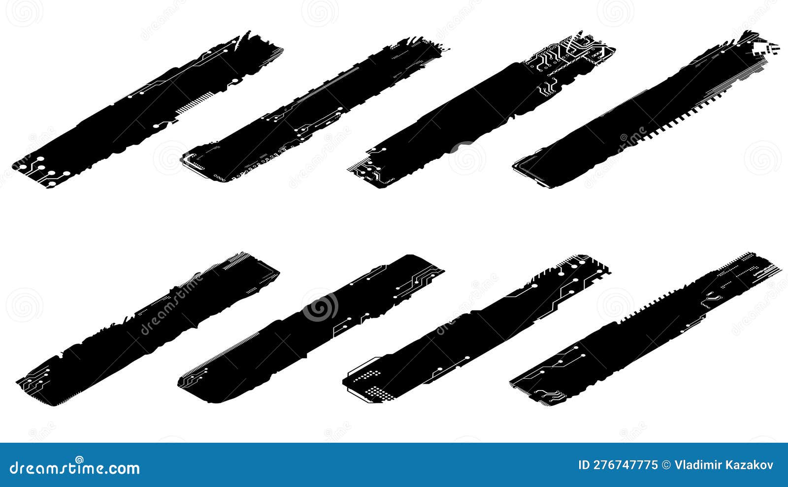 Set of Isometric Silhouettes Rectangular Design Elements in Tech Style ...