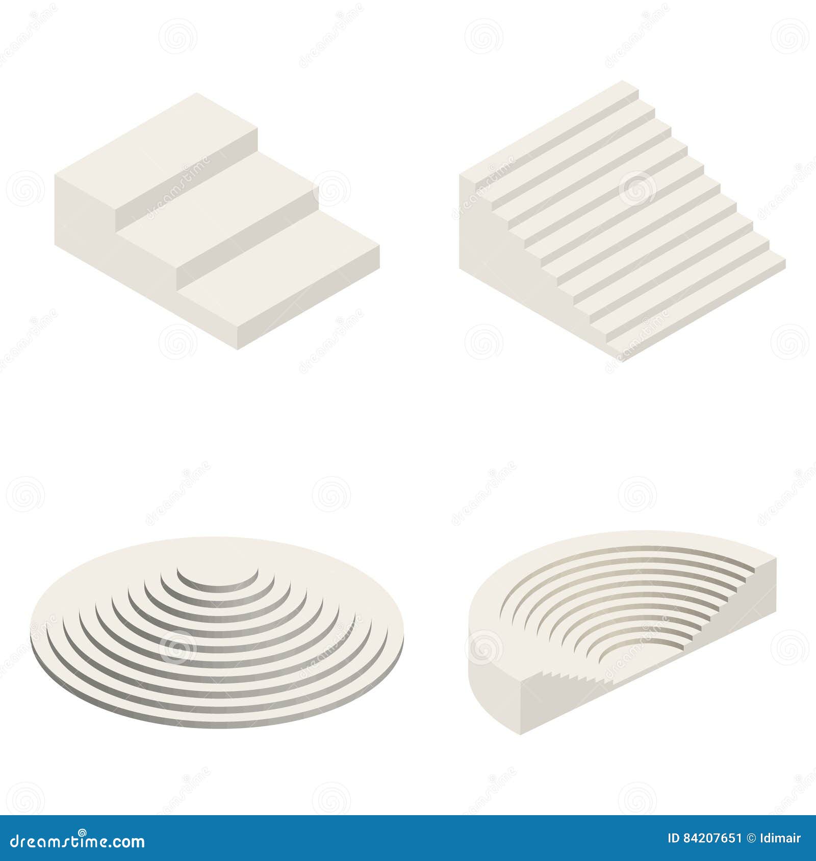 Set of Isometric Stairs Elements Vector Stock Vector - Illustration of ...