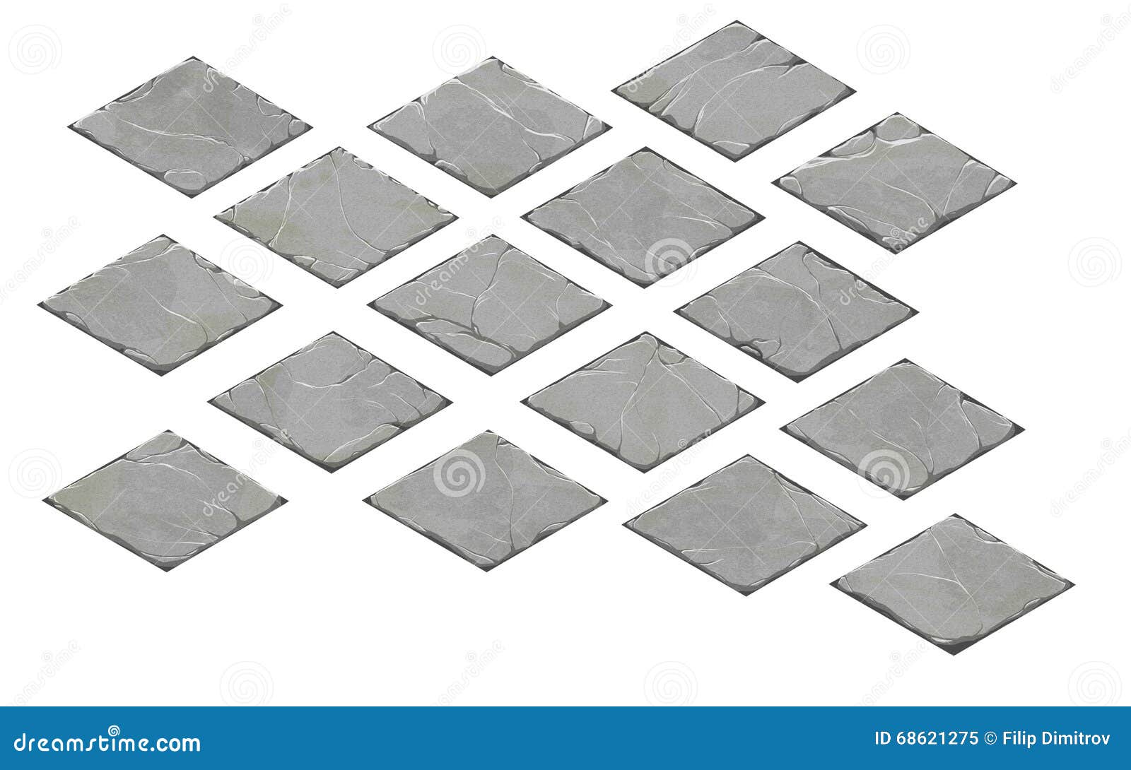 Set of Isometric Stone Plates. Stock Illustration - Illustration of ...